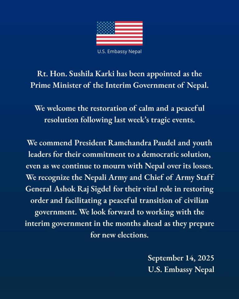 US Welcomes Appointment of Nepal’s Interim Prime Minister - The ...